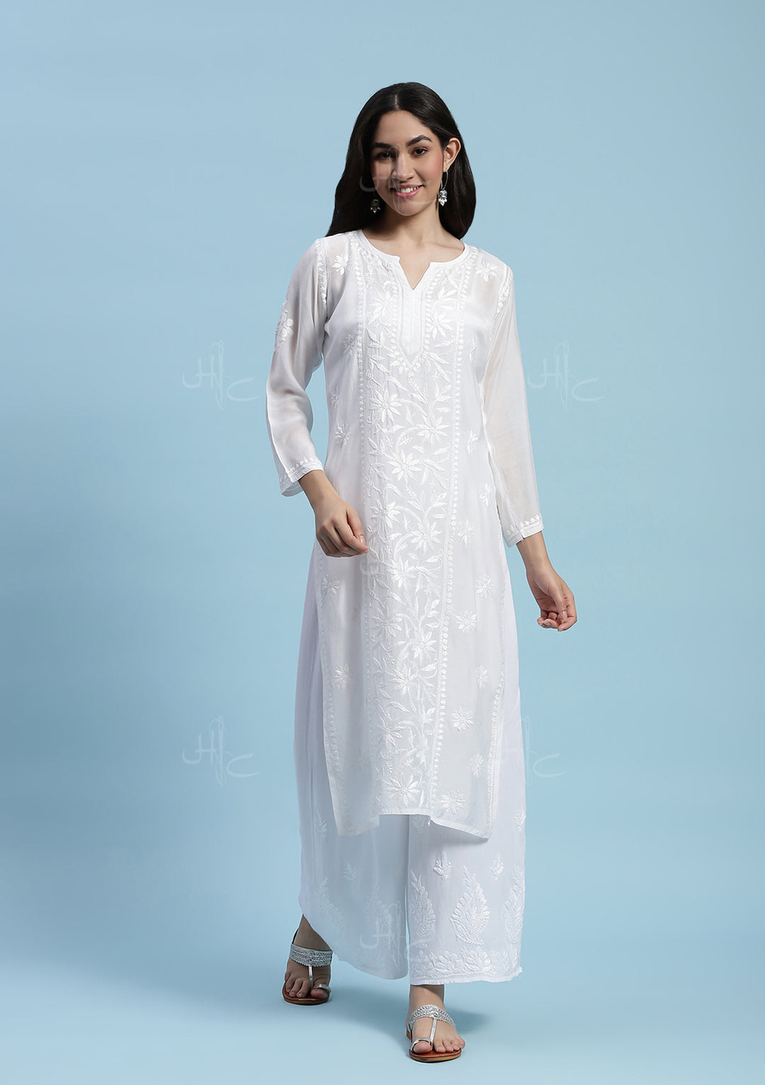 Buy White Chikankari Kurtis For Women | House of Chikankari